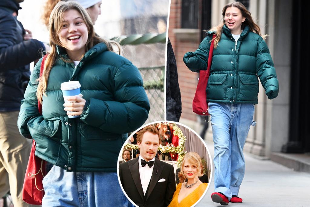 Heath Ledger and Michelle Williams’ daughter, Matilda, all smiles grabbing coffee with pal in ...